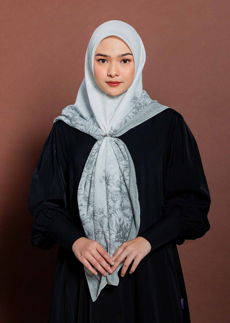 Kaila Fleur - Scarf Voal Liza Floral & Monogram | Elzatta