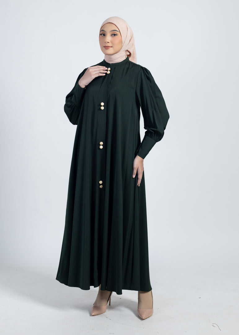 Gamis Full Kancing - Bahan Katun Poly, Wudhu Friendly | Elzatta